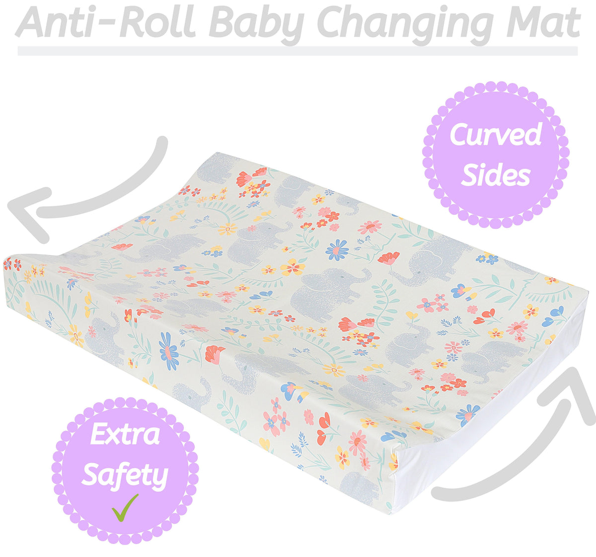 Babycurls Deluxe Anti-Roll PVC Wedge Baby Changing Mat with Curved Sid ...